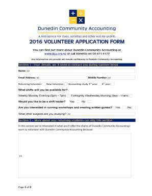 Fillable Online pdf B2016b VOLUNTEER bAPPLICATIONb FORM Fax Email Print - pdfFiller