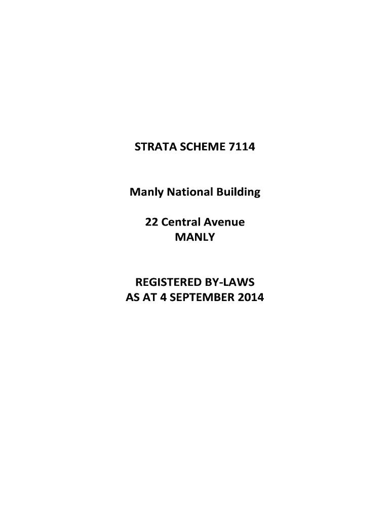 Fillable Online STRATA SCHEME 7114 Manly National Building 22 Central ...