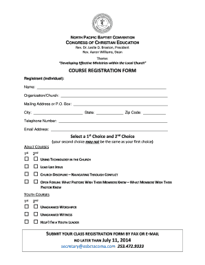 Fillable Online thenpbc Course registration form lead like jesus open ...