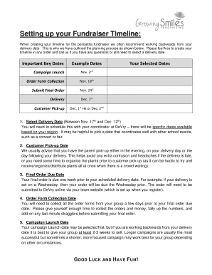 Fillable Online Setting up your Fundraiser Timeline - Growing Smiles ...