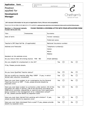 Fillable Online Position applied for Dat Development Manager All ...