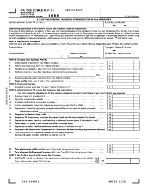 Fillable Online 1999 PA Schedule C-F Reconciliation PA-40 C-F Forms Fax ...