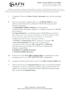 Fillable Online Motor Carrier Packet Cover Sheet I Completely bfill outb our Motor Fax Email ...