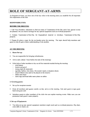 Fillable Online ROLE OF SERGEANT-AT-ARMS Fax Email Print - pdfFiller