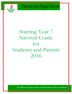 Fillable Online heathcote-h schools nsw edu Starting Year 7. Surviva ...
