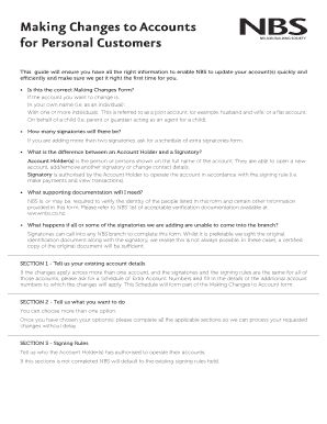 Fillable Online nbs co Making Changes to Accounts for Personal ...