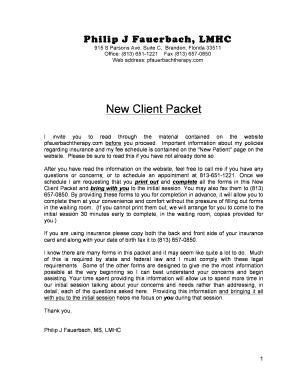 Fillable Online New client packet - Philip Fauerbach LMHC Fax Email ...