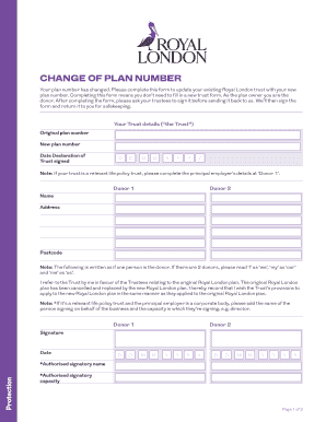 Fillable Online CHANGE OF PLAN NUMBER Fax Email Print - pdfFiller