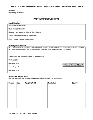 Fillable Online cerc gc Phase 2 Nomination Form Part II - Chaires d'excellence en ... Fax Email ...
