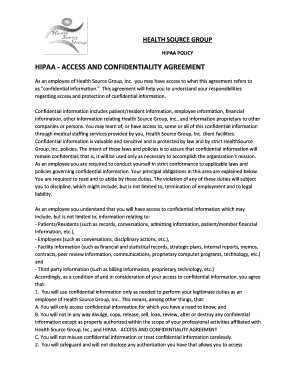 Fillable Online HIPAA - ACCESS AND CONFIDENTIALITY AGREEMENT Fax Email ...