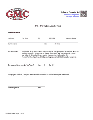 Fillable Online gmc Student / Spouse Amended Tax Form - gmc Fax Email ...