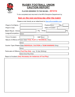 Fillable Online nldrfusr co 2013-14 YELLOW CARD REPORT - WORD ...
