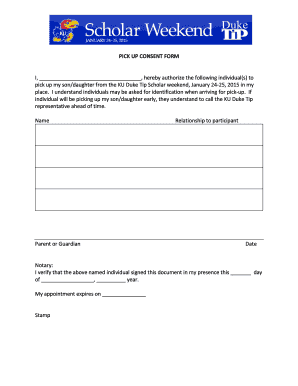 Fillable Online PICK UP CONSENT bFORMb I Fax Email Print - pdfFiller
