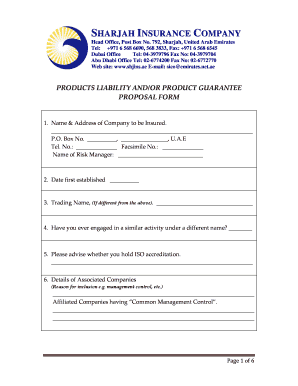 Fillable Online PRODUCTS LIABILITY-GUARANTEE PROPOSAL FORMdoc Fax Email ...