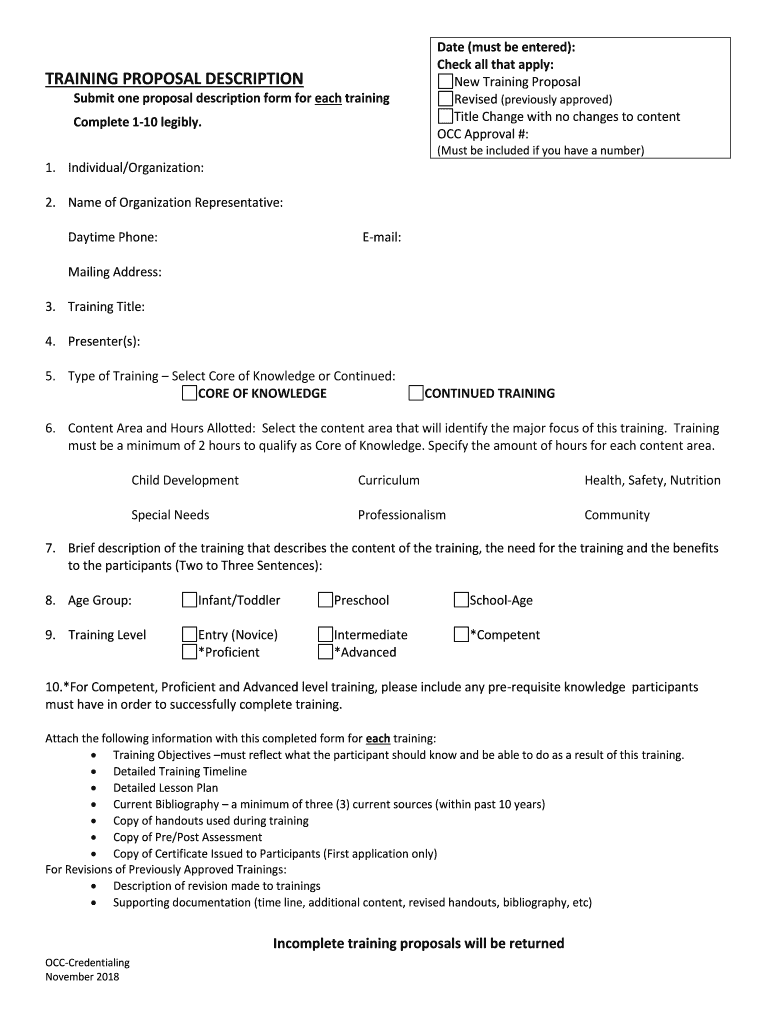 Fillable Online Training Proposal Description Form Fax Email Print ...