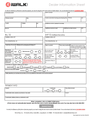 Fillable Online Dealer Information Sheet - biWALKb bFreeb Fax Email ...