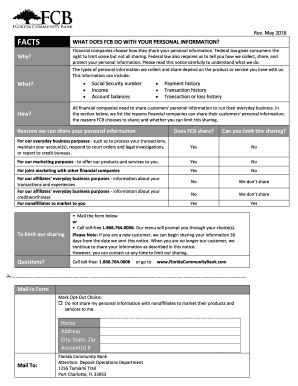 Fillable Online May 2016 FACTS WHAT DOES FCB DO WITH YOUR PERSONAL ...