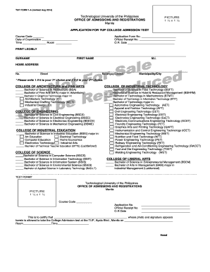 Fillable Online pdf TUP-MANILA ADMISSION FORM editeddoc Fax Email Print ...