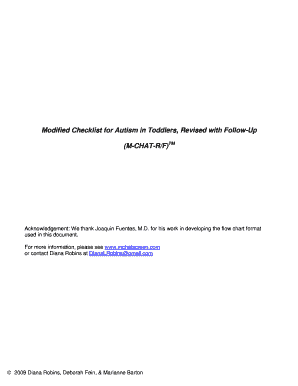 Fillable Online paeds co Modified Checklist for Autism in Toddlers ...