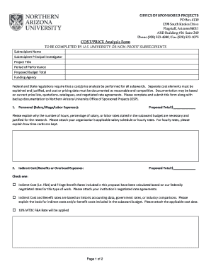 Fillable Online nau Cost-Price Analysis and Sole Source Justification ...