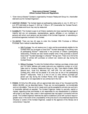 Fillable Online Even more at bScoresb Contest Official Contest Rules ...