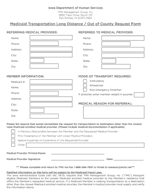 Fillable Online BMedicaid Transportationb Long Distance Out of County ...