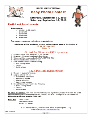 Fillable Online Baby photo contest - Milton Harvest Festival Fax Email ...