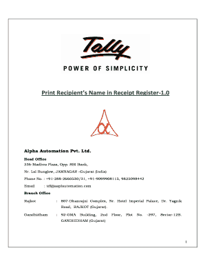 Fillable Online Print Recipients Name in Receipt Register-1 Fax Email Print - pdfFiller