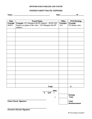 Fillable Online ofycares FP Travel Expense form Fax Email Print - pdfFiller