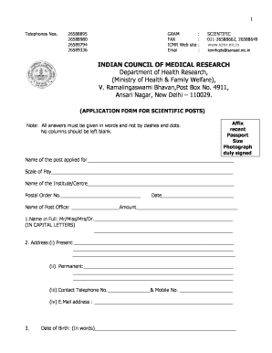 Fillable Online Indian council of medical research - Karmasandhan Fax ...