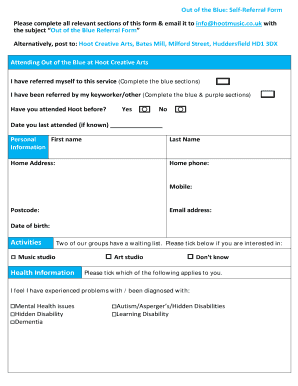 Fillable Online hootcreativearts co Complete the blue sections Complete the blue amp purple ...