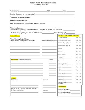 Fillable Online Patient Health History Questionnaire All - Manassas Hearing Center Fax Email ...