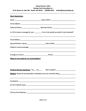 Fillable Online vantagepointcounseling Registration form VPC ...