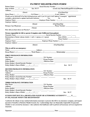 Fillable Online PATIENT REGISTRATION FORM - YourTown Health Fax Email Print - pdfFiller