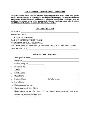 Fillable Online CONFIDENTIAL CLIENT INFORMATION FORM Fax Email Print ...