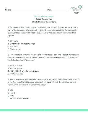 Fillable Online Name: Date: math Get Into Energy Math Quiz 8 Answer Key ...
