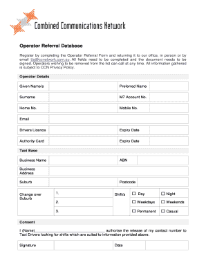 Fillable Online Operator Referral Form Fax Email Print - pdfFiller