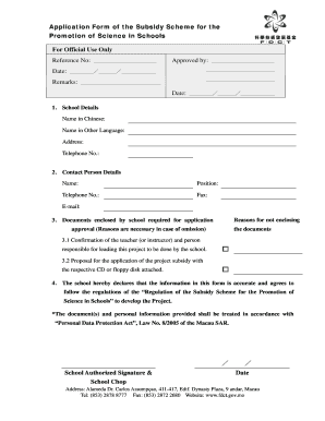 Fillable Online fdct gov Application Form of the Subsidy Scheme for the ...