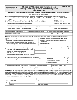 Fillable Online sec Form SBSE-W Request for Withdrawal from ...