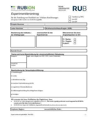Fillable Online rubion rub Experimentierantrag - Zu RubION - Ruhr ...