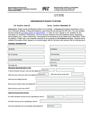 Fillable Online web mit MIT Undergraduate Request to Return Fax Email Print - pdfFiller