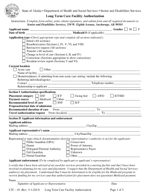 Fillable Online alaska providence Long Term Care Facility Authorization ...