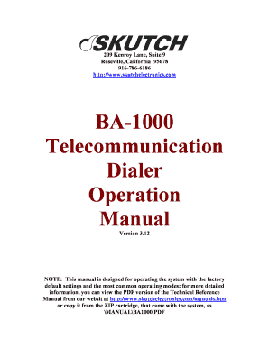 Fillable Online com BA1000 Telecommunication Dialer Operation Manual ...