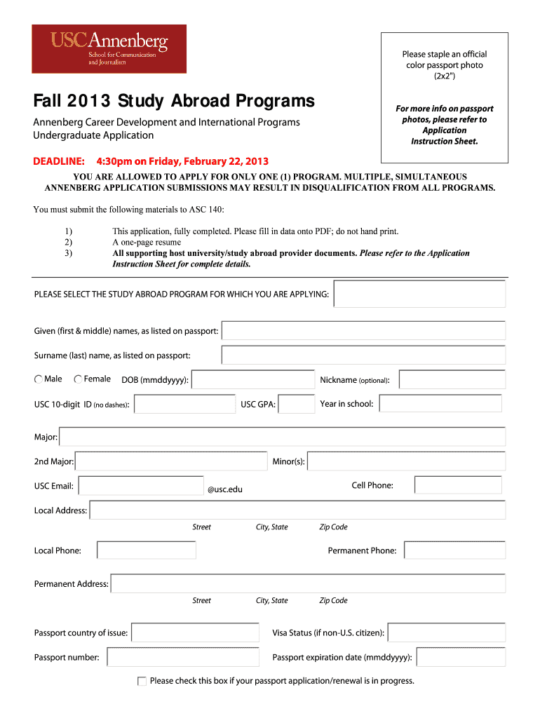 Fillable Online USC Annenberg Undergraduate International Programs Fax Email Print - pdfFiller