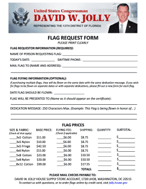 Fillable Online jolly house Flag Request Form - David bJollyb - jolly ...