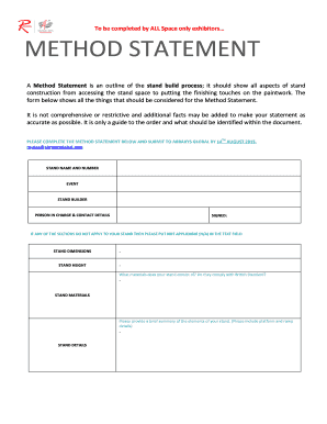 Fillable Online World Routes 2015 Method Statement Form - Routesonline ...