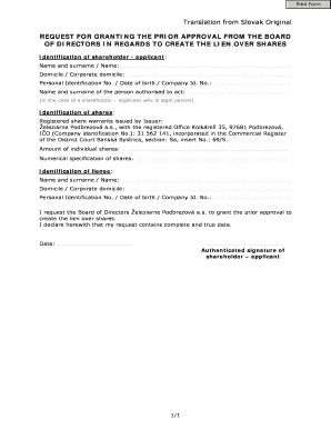 Fillable Online zelpo Translation from Slovak Original REQUEST FOR ...