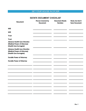 Fillable Online compasscatholic Estate Document Checklist - Compass ...
