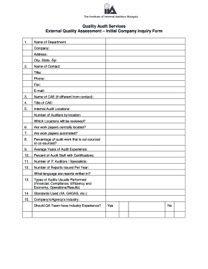 Fillable Online Initial Inquiry Form Msia - IIA M Fax Email Print ...