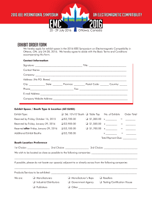 Fillable Online emc2016 emcss EXHIBIT ORDER FORM - EMC 2016 Fax Email ...